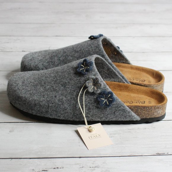 Shoes | Made In Italy Felt Wool Mule Shoes Size 4 10 Gray Blue Clog ...